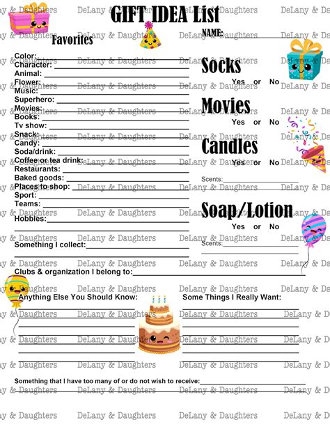 Birthday T Idea List Etsy