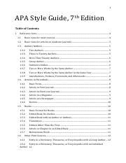 APA 7 Style Guide Pdf 1 APA Style Guide 7th Edition Table Of Contents 1 Reference Lists 4 1
