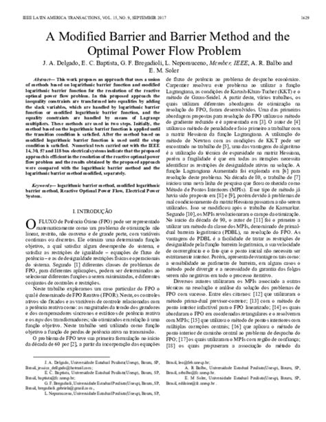 pdf a modified barrier and barrier method and the optimal power flow