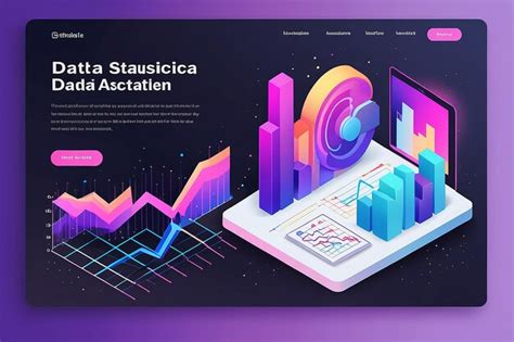 Data Statistics Visualization Isometric Landing Page Premium Ai Generated Image