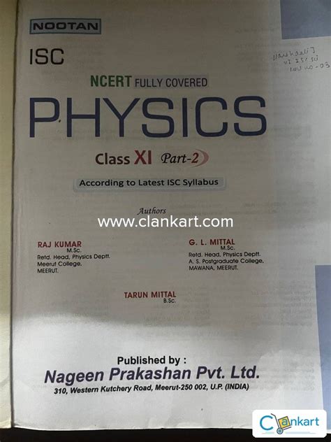 Buy Isc Physics Class 11th Book In Excellent Condition At