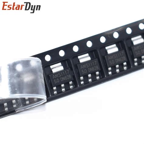 10pcs Ams1117 50 Ams1117 5 Ams1117 1117 50 Sot223 800ma 낮은 드롭 아웃 전압 조정기 Ams반도체 집적회로