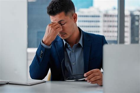 Premium Photo Business Man Eye Strain And Tension In Office Stress