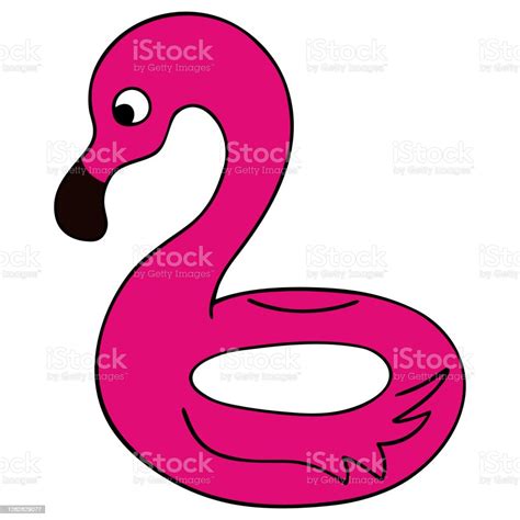 플라밍고 모양의 링 색상 벡터 그림입니다 격리된 흰색 배경입니다 만화 스타일 물 절차에 대 한 어린이 장난감 팽창식 수영 원 해변 휴가 수영장 및 워터 파크에 필요한 장비