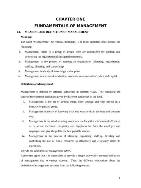 Introduction To Management Chapter 1 Pdf Goal System