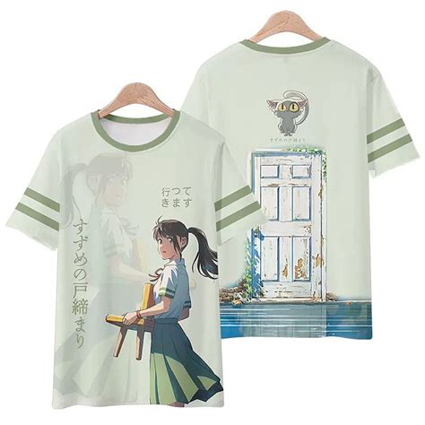 스즈메 노 토지마리 티셔츠 애니메이션 3d 프린트 스트리트웨어 남성 여성 캐주얼 패션 오버사이즈 티셔츠 하라주쿠 키즈 티셔츠 탑스 의류 Aliexpress