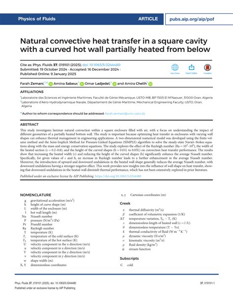 Natural Convective Heat Transfer In A Square Cavity With A Curved Hot Wall Partially Heated From
