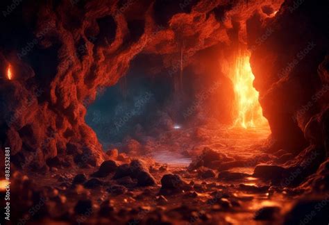 Rock Rendering Cliff Underworld Dungeon Volcano Cave Hot Underground
