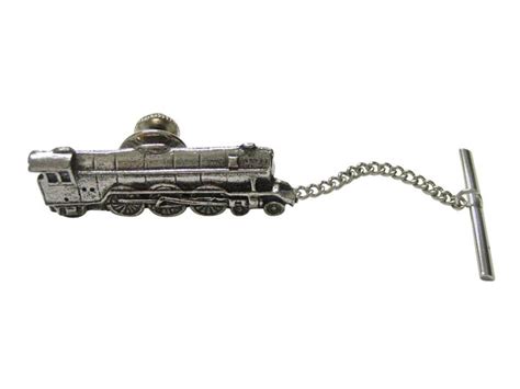 Silver Toned Textured Locomotive Train Tie Tack Tie Tack Tie Tack
