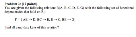 Solved Problem Points You Are Given The Following Chegg Com