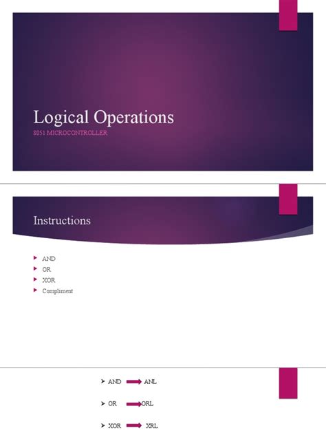Logical Operations 8051 Microcontroller Pdf