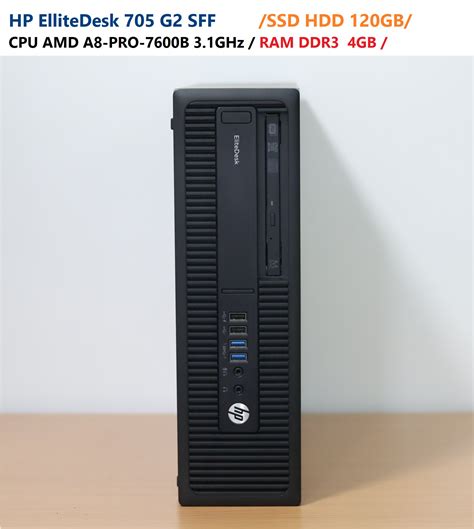 Hp Elitedesk 705 G2 Sff Cpu Amd A8 Pro 7600b 3 1ghz Ram Ddr3 4gb Hdd Ssd 120gb Wi Fi