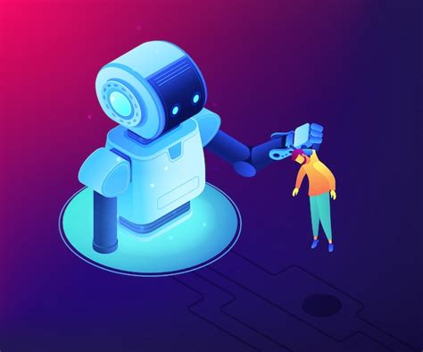 Premium Vector Human Robot Interaction Concept Isometric Illustration