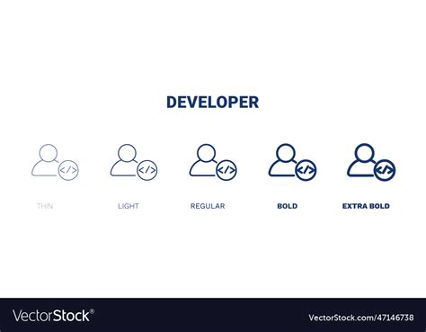 Developer Icon Thin Light Regular Bold Black Vector Image