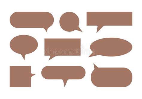 Mocha Mousse Color Speech Bubble Set Empty Textbox Stock Vector