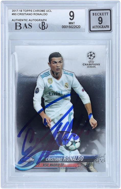Cristiano Ronaldo Real Madrid Autographed 2017 18 Topps Chrome Ucl 93