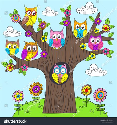 33 702 Vector Owl On Tree Images Stock Photos Vectors Shutterstock