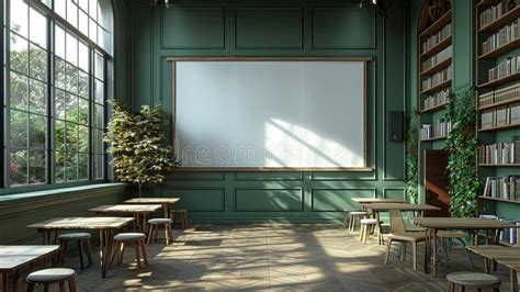 3d Rendering Of A Modern Empty Classroom Stock Illustration