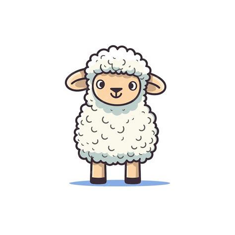 귀여운 아기 양 작은 양의 그림 프리미엄 벡터