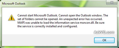 How To Fix MAPI Was Unable To Load Information Service Msncon Dll