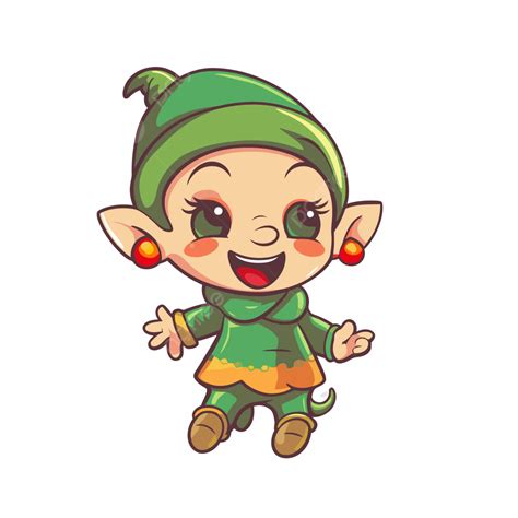 Cute Elf Sticker Vector Art Clipart Christmas Elf Free Christmas Elf