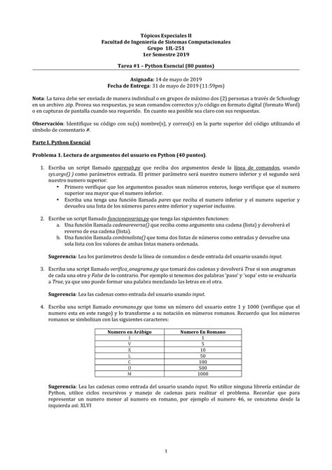 Tarea 1 Python Esencial 1 Tópicos Especiales II Facultad de Ingeniería de Sistemas Studocu