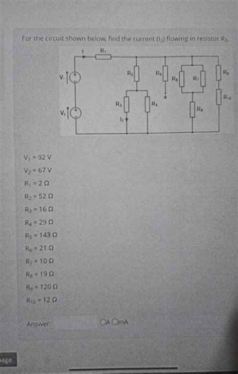 For The Circuit Shown Below Find The Current I3 Flowing In Resistor R