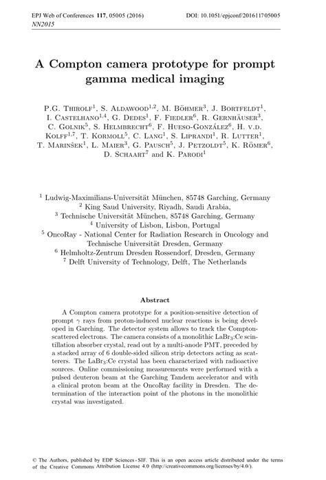 Pdf A Compton Camera Prototype For Prompt Gamma Medical Imaging