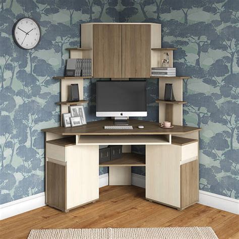 Кутовий великий компютерний письмовий стіл для ноутбука з двома тумбами і надбудовою Форум ДСП