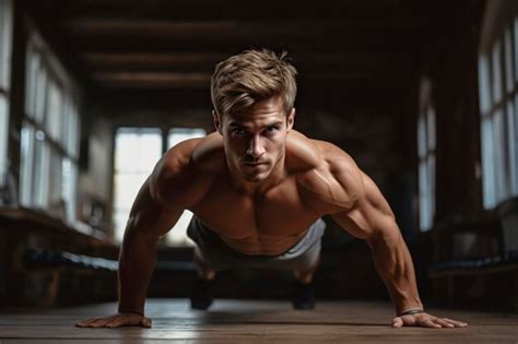 Premium Ai Image Young Man Doing Pushups In The Gym