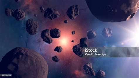우주의 소행성과 파편 소행성이 행성 주위를 맴돌고 있다 소행성에 대한 스톡 사진 및 기타 이미지 소행성 우주 운석 Istock