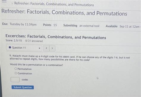 solved excercises factorials combinations and