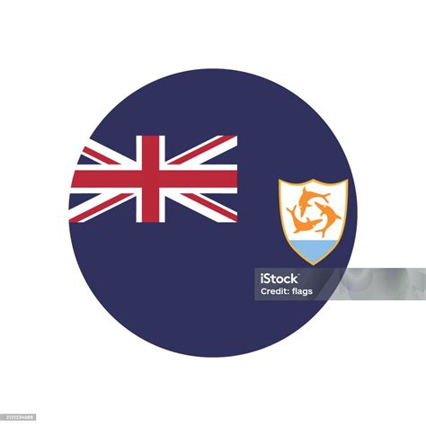 앵귈라 깃발 플래그 아이콘입니다 표준 색상 원 아이콘 플래그입니다 3d 일러스트레이션입니다 컴퓨터 일러스트레이션 디지털 일러스트레이션 벡터 일러스트 레이 션입니다 개념에