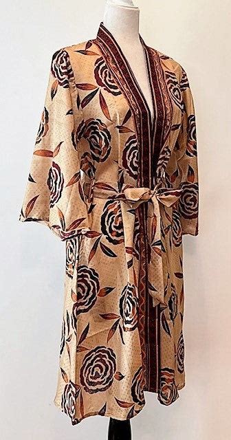 Classic Short Silk Kimono Dress Is Dramatic Bronze Go Kismet