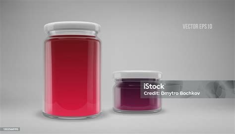 뚜껑이 있는 크고 작은 유리 잼 항아리 세트 사실적인 3d 일러스트레이션 벡터 0명에 대한 스톡 벡터 아트 및 기타 이미지 0명 3차원 형태 공란 Istock