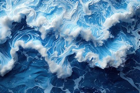 Blue Wave Symphony A Mesmerizing Abstract Artwork Of Fluid Blue Waves Stock Illustration