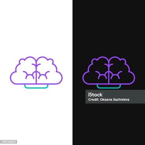 흰색과 검은 색 배경에 고립 된 라인 인간의 두뇌 아이콘 다채로운 개요 개념 벡터 개념에 대한 스톡 벡터 아트 및 기타 이미지 개념 건강관리와 의술 건강한 생활방식