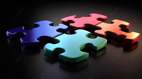 3d 퍼즐 조각 색상 조각과 퍼즐은 다른 색상으로 강조 표시됩니다 3d 그림은 직소 퍼즐 또는 팀워크 개념의 4개 조각을