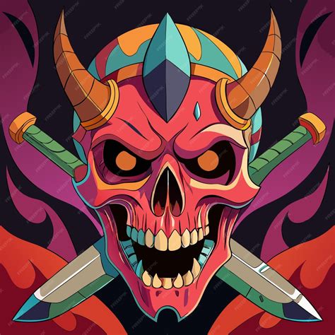 A Skull With A Sword And Swords With A Dragon On It Premium Ai