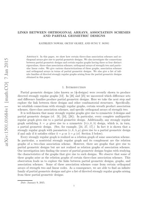 Pdf Links Between Orthogonal Arrays Association Schemes And Partial