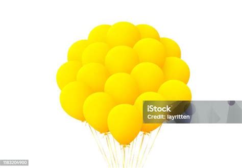 흰색 배경에 현실적인 고립 노란색 풍선 뭉치 개체 그룹에 대한 스톡 벡터 아트 및 기타 이미지 개체 그룹 공중 공휴일 Istock