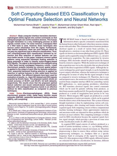 Soft Computing Based Eeg Classification By Optimal Feature Selection
