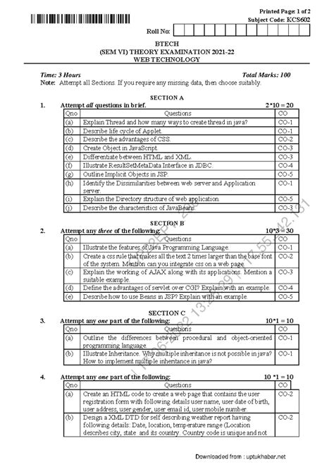Web Technology Kcs602 2021 Qp22ep1 17 06 2022 132829 11755