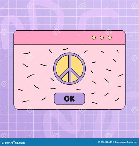 Retrowave Pc Desktop With Message Box And Popup Ui Elements Pacifik Sign Vector Illustration