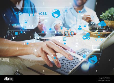 coding software developer work with ar new design dashboard computer