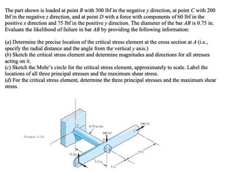 Solved The Part Shown Is Loaded At Point B With Lbf In Chegg