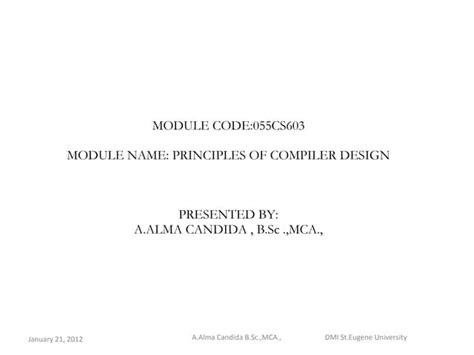 Principles Of Compiler Design Ppt