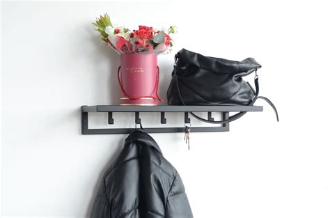 ᐉ Вішалка для одягу настінна металева 5 гачків 60x27x10 см Чорний Cr M 7 4 • Краща ціна в