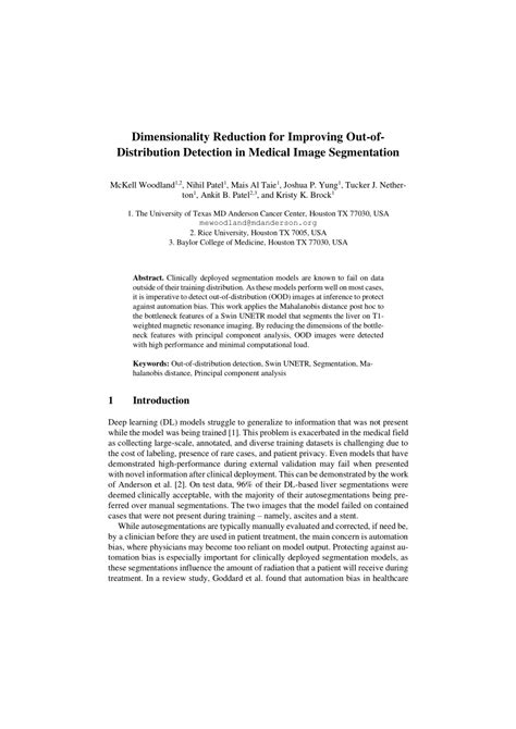 Pdf Dimensionality Reduction For Improving Out Of Distribution