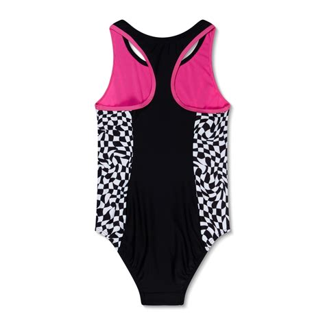 Girls Print Spliced Racerback One Piece Black Speedo Usa